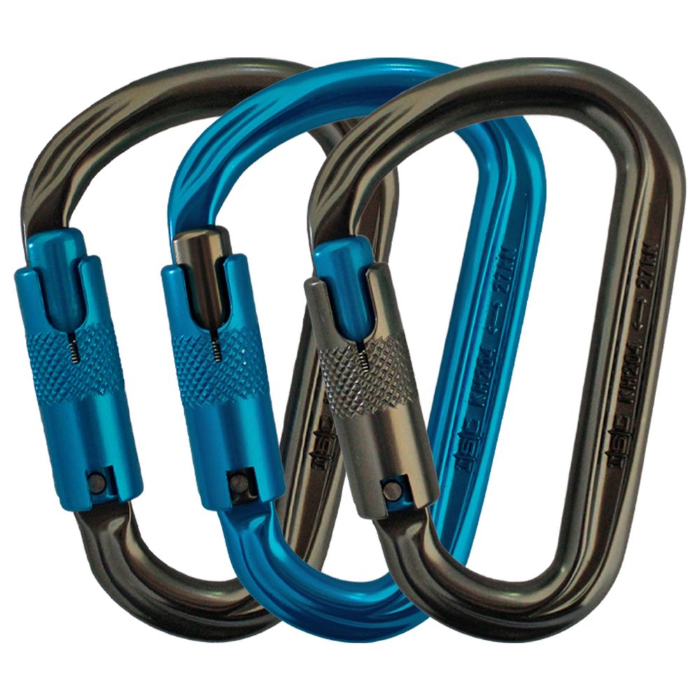 ISC Supersafe Aluminum HMS Carabiners (Pack of 3) Turquoise/Titanium ...